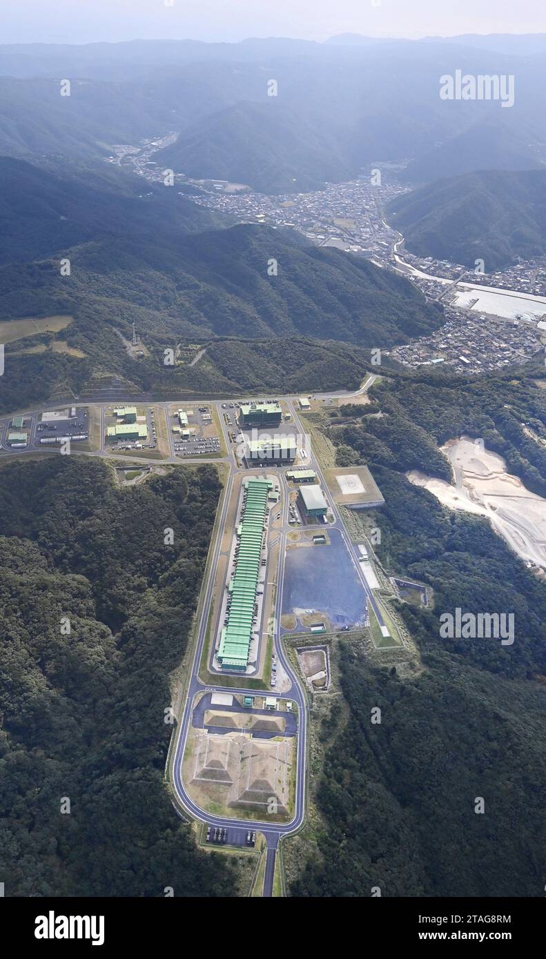 An aerial photo shows Camp Amami of Japan Ground Self-Defense Force in ...