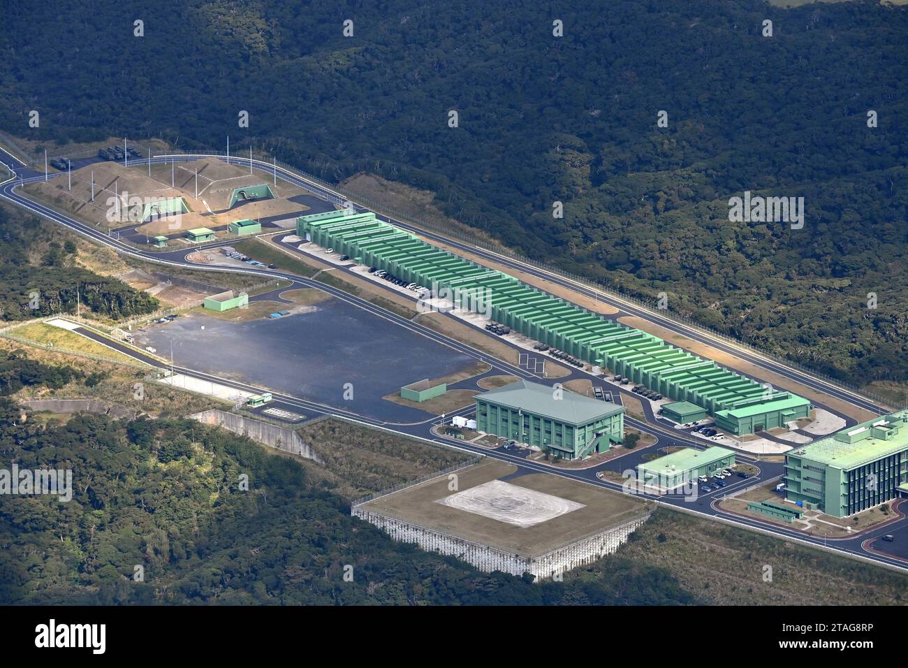 An aerial photo shows Camp Amami of Japan Ground Self-Defense Force in ...