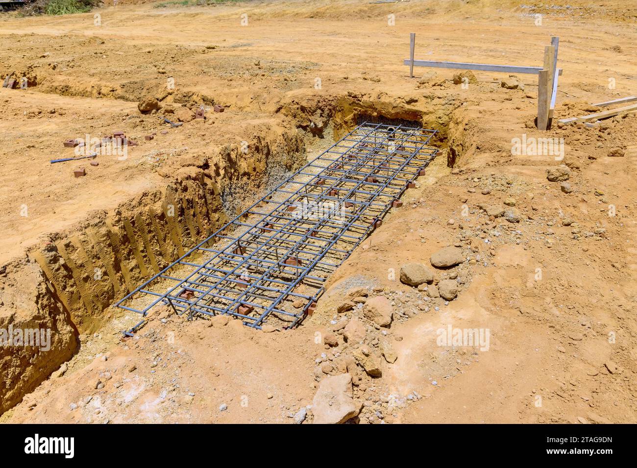 Preparation of trench for concrete deep strip foundation Stock Photo ...