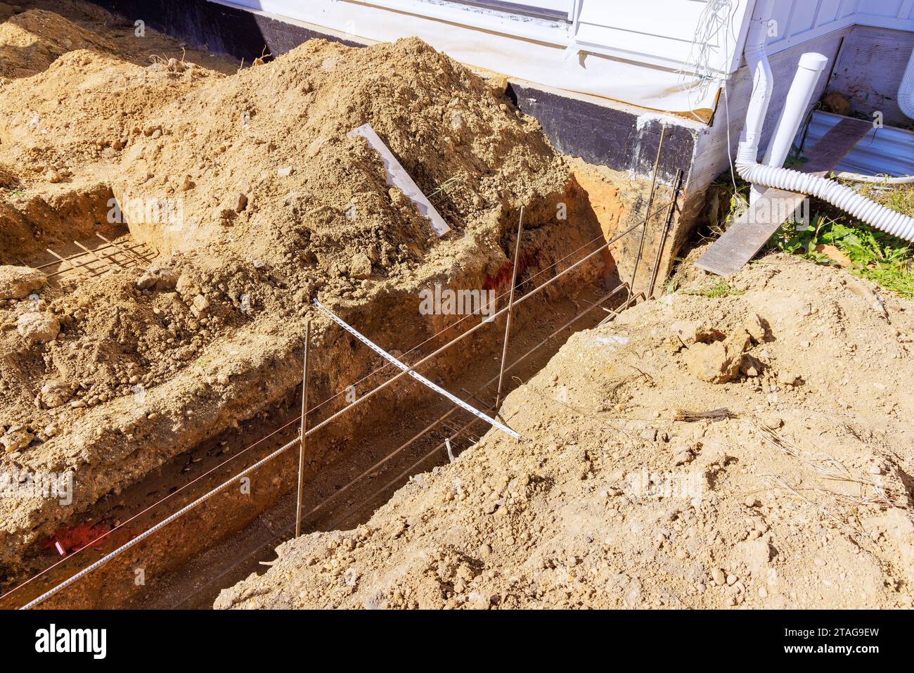 Various earthworks excavation digging of trenches for foundations ...