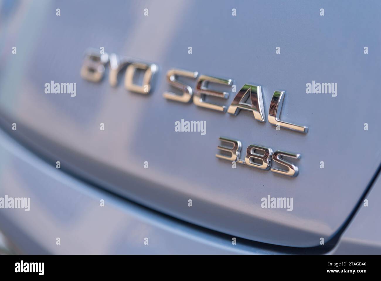 Nakhonpathom,Thailand - 1 Dec, 2023: BYD Logo tag on BYD Seal test ...