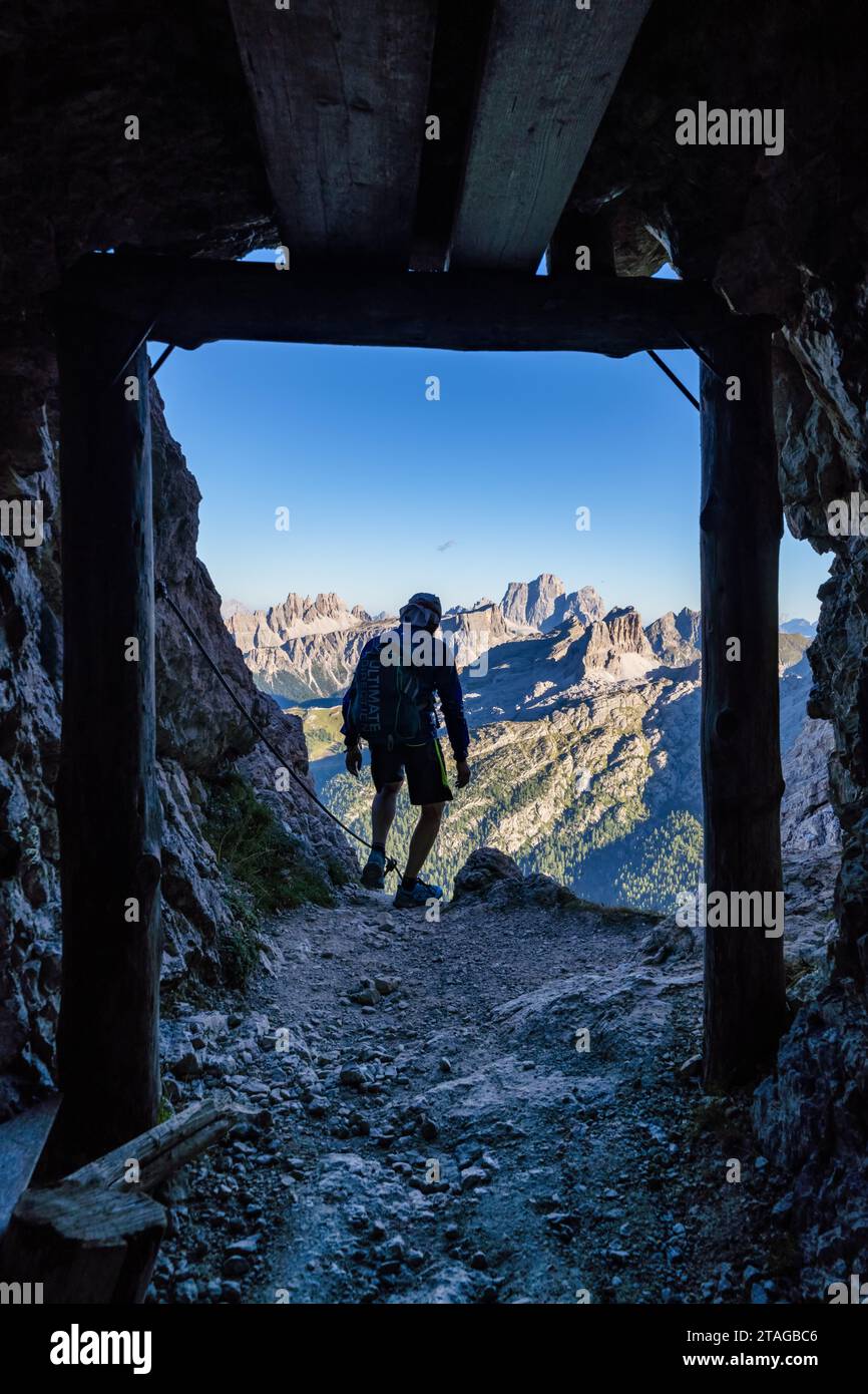 In World War I time tunnels while hiking on Alta Via 1 route near ...