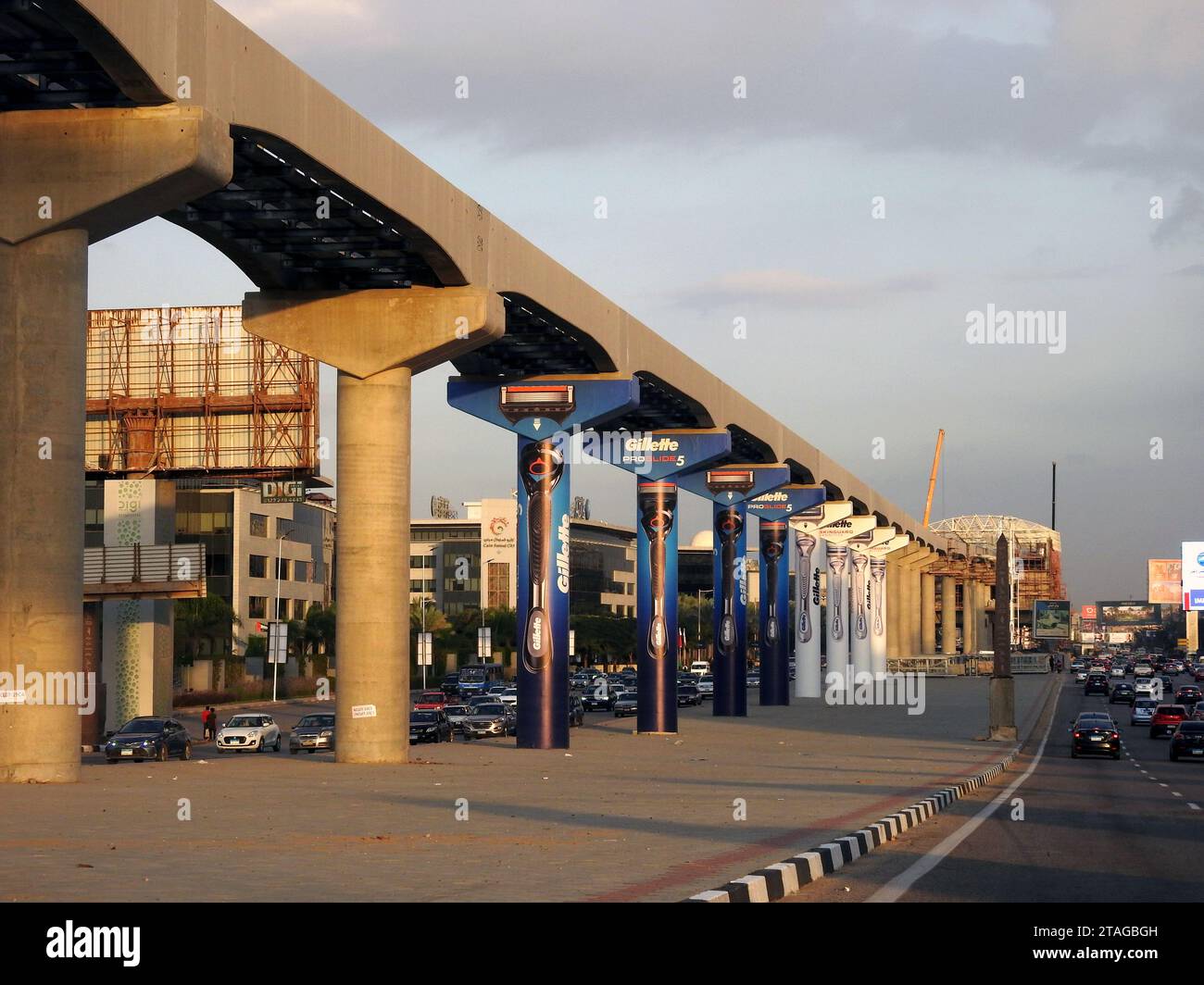Cairo, Egypt, November 14 2023: Cairo monorail columns and tracks in ...