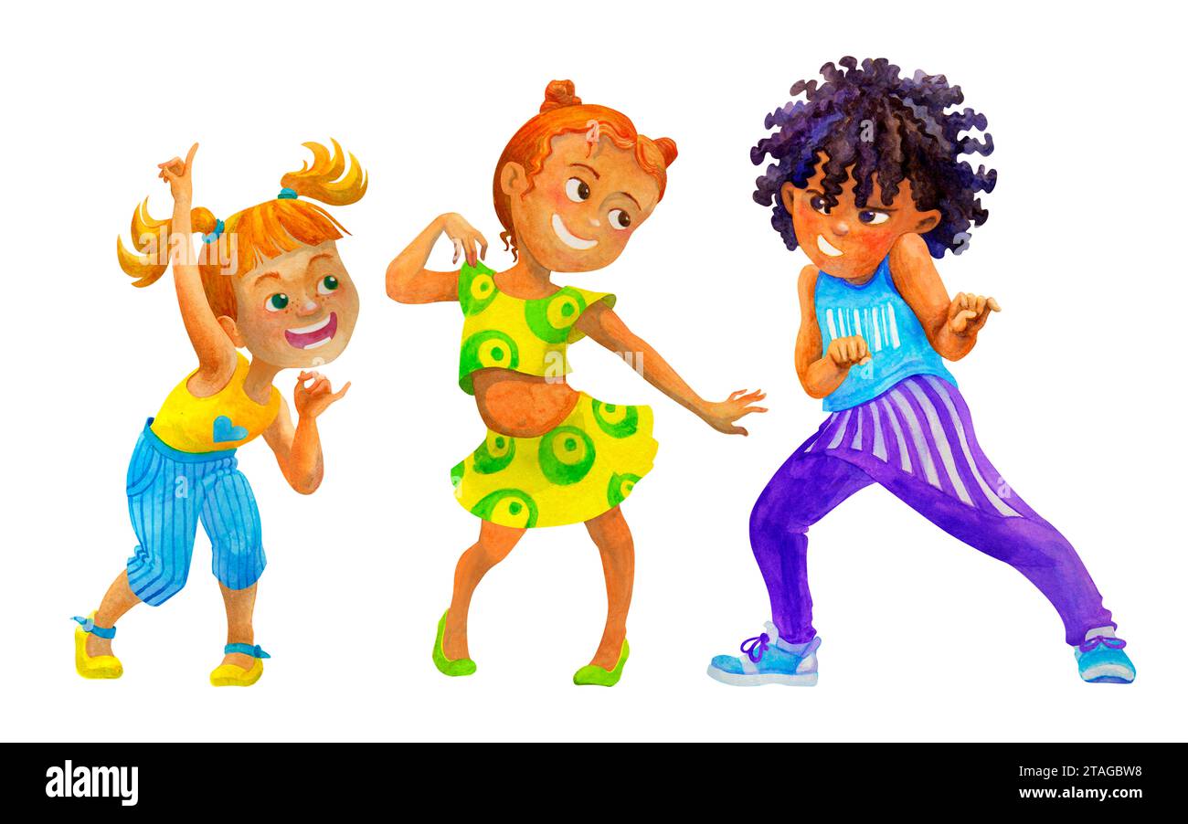Group of happy multicultural dancing children. Friends dancing, having ...