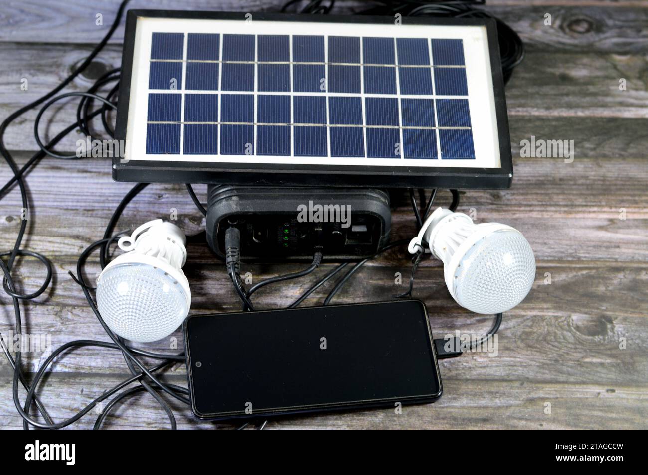 A multi purpose battery charged with a solar panel, a device that ...