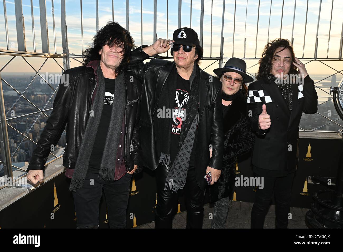 Tommy Thayer, Gene Simmons, Eric Singer, and Paul Stanley of KISS pose ...