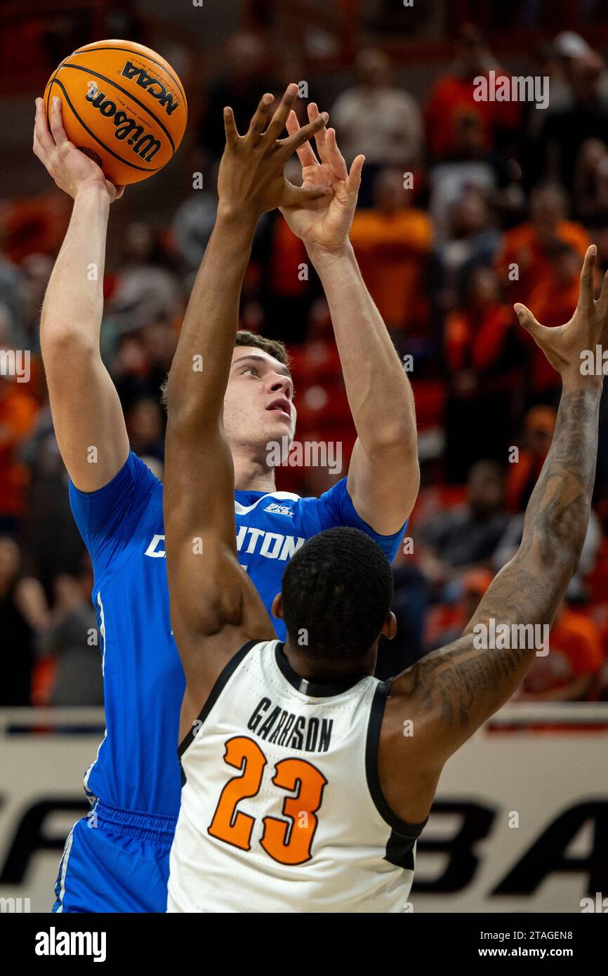 Creighton center Ryan Kalkbrenner (11) shoots over Oklahoma State ...