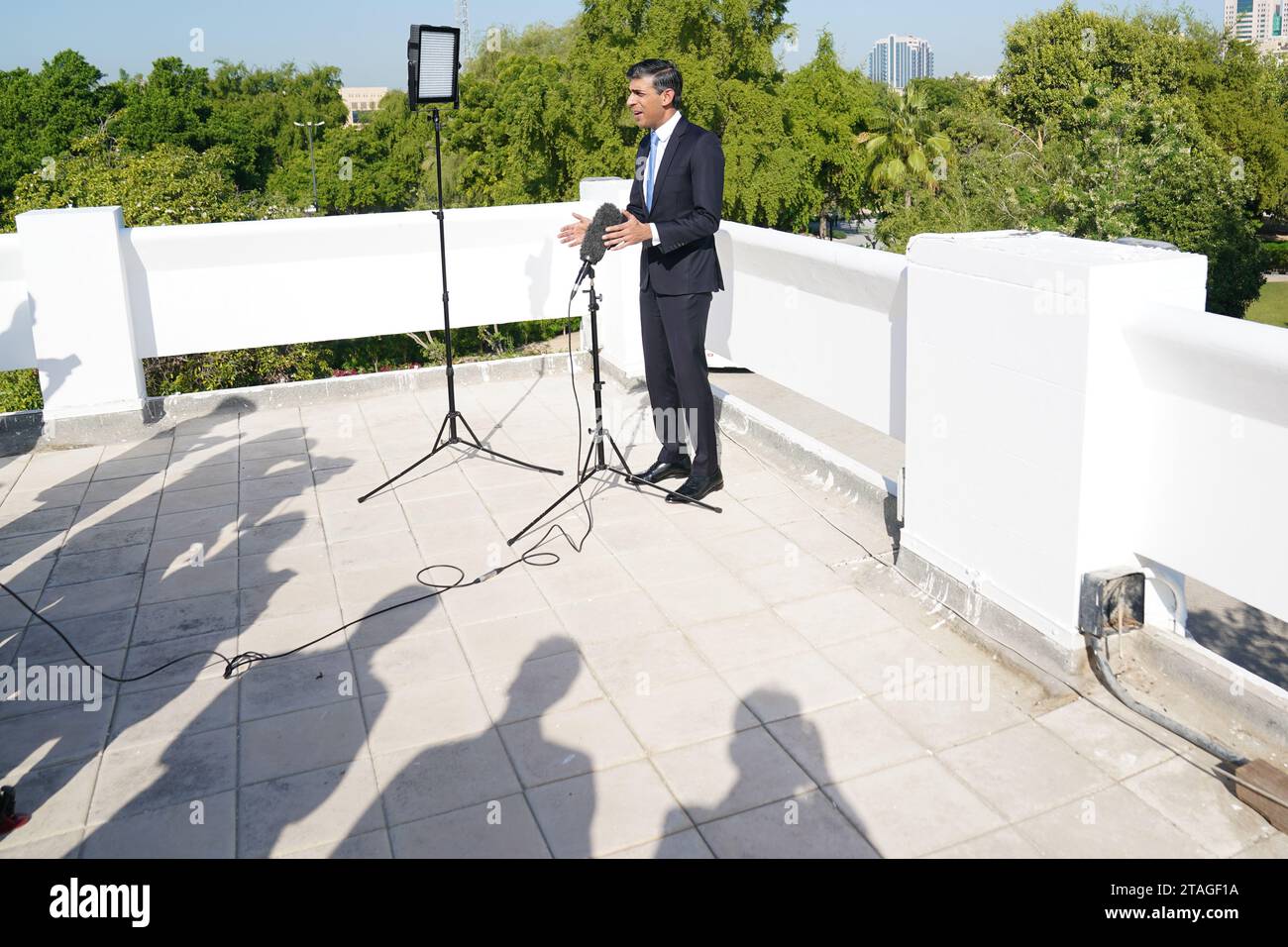Prime Minister Rishi Sunak on the roof of the British Embassy in Dubai ...