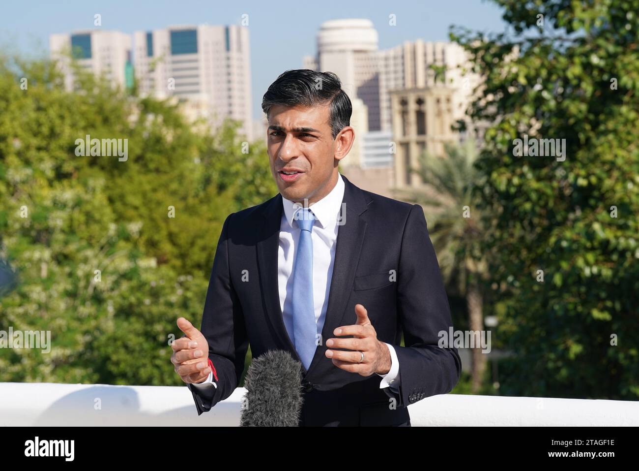 Prime Minister Rishi Sunak on the roof of the British Embassy in Dubai ...