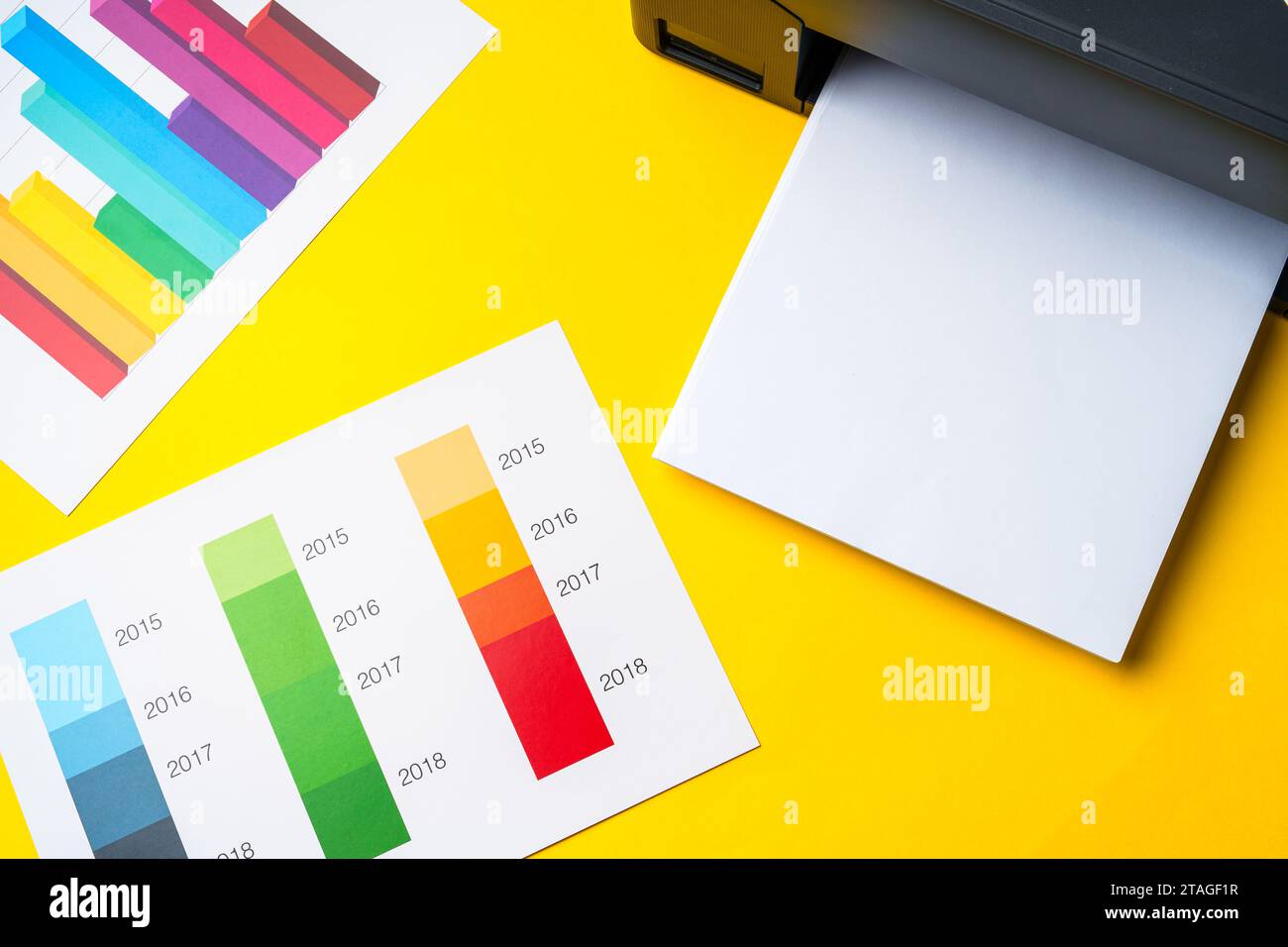 Modern printer with paper on yellow background Stock Photo - Alamy
