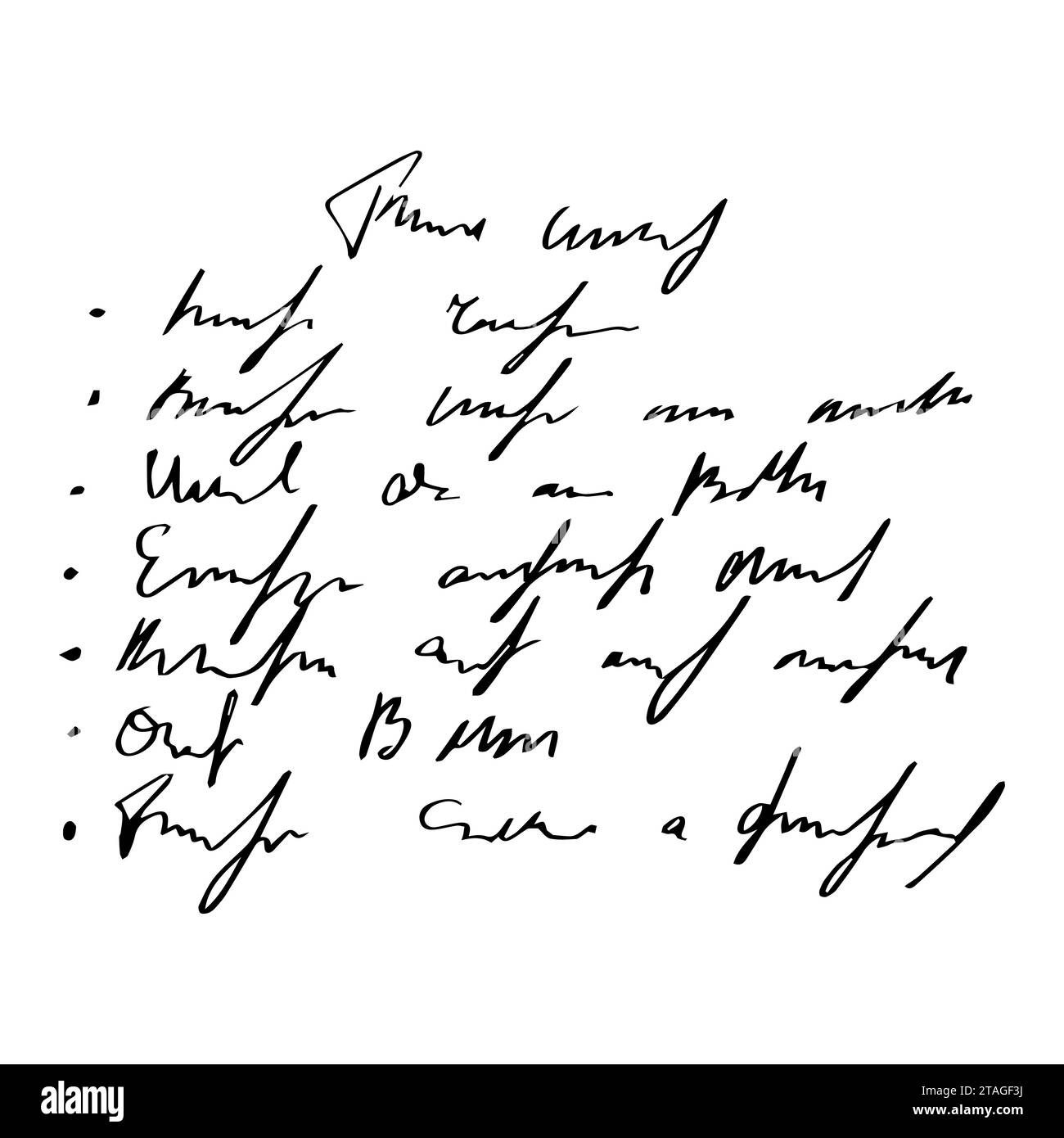 Handwritten Unreadable ink stroke, doodle illegible fictional language ...