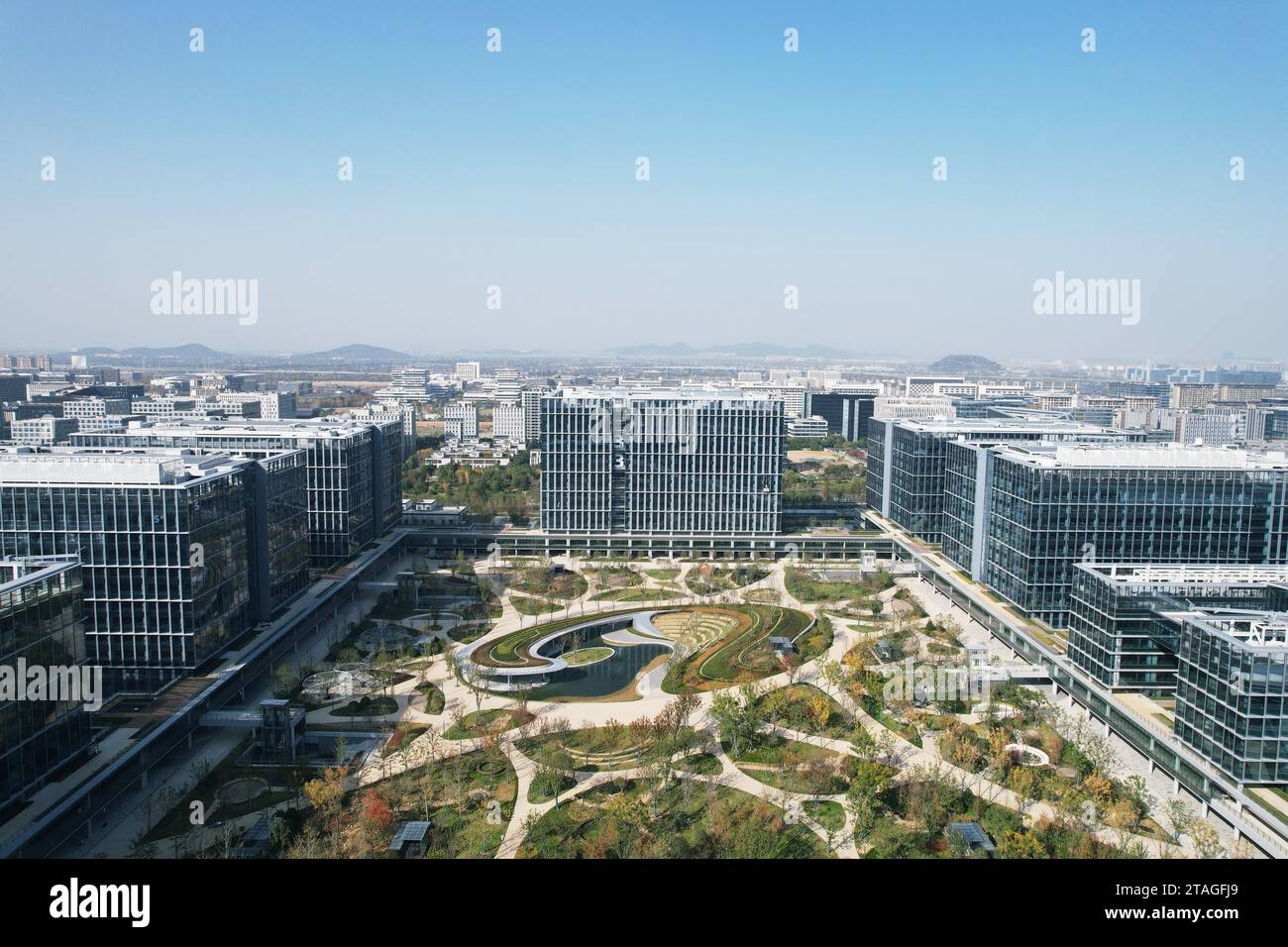 Aerial photo shows the Alibaba group headquarters in Hangzhou City ...