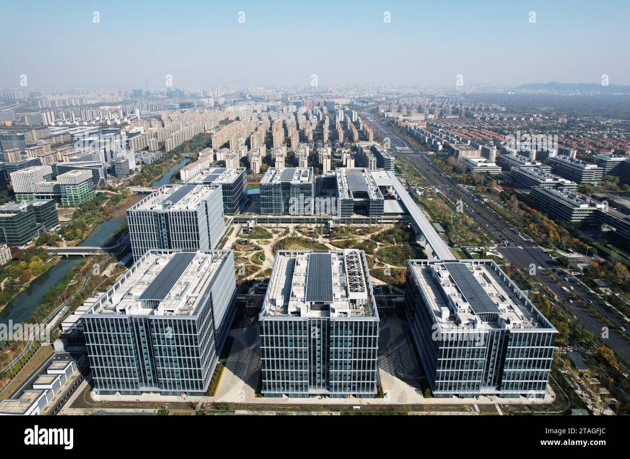 Aerial photo shows the Alibaba group headquarters in Hangzhou City ...