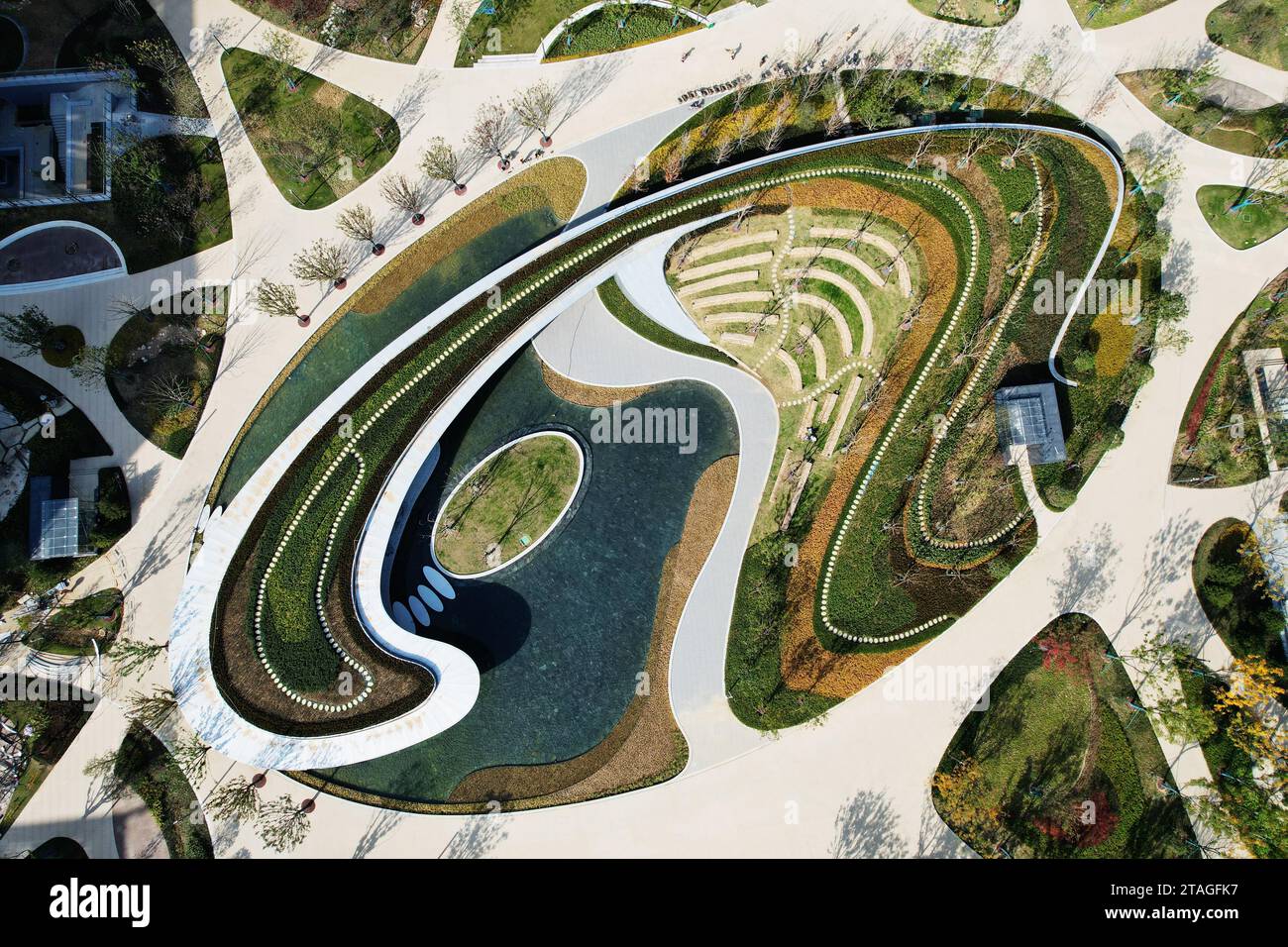 Aerial photo shows the Alibaba group headquarters in Hangzhou City ...