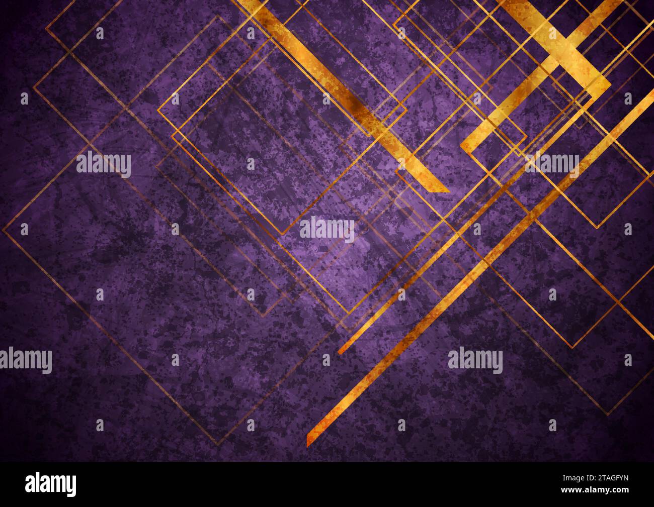 Dark violet and golden lines grunge geometric background. Vector retro ...