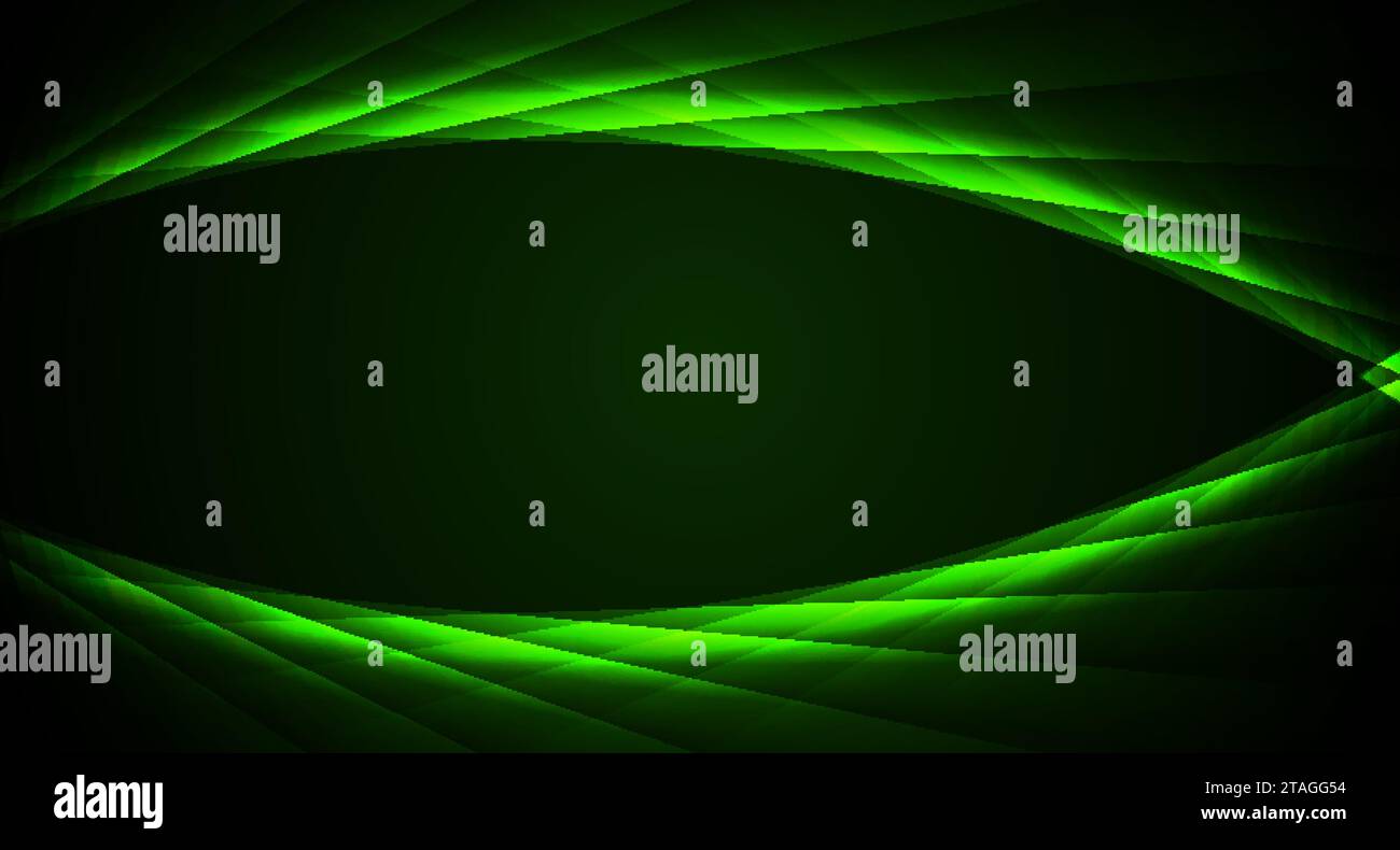 Glowing green laser lines abstract hi-tech background. Vector neon ...