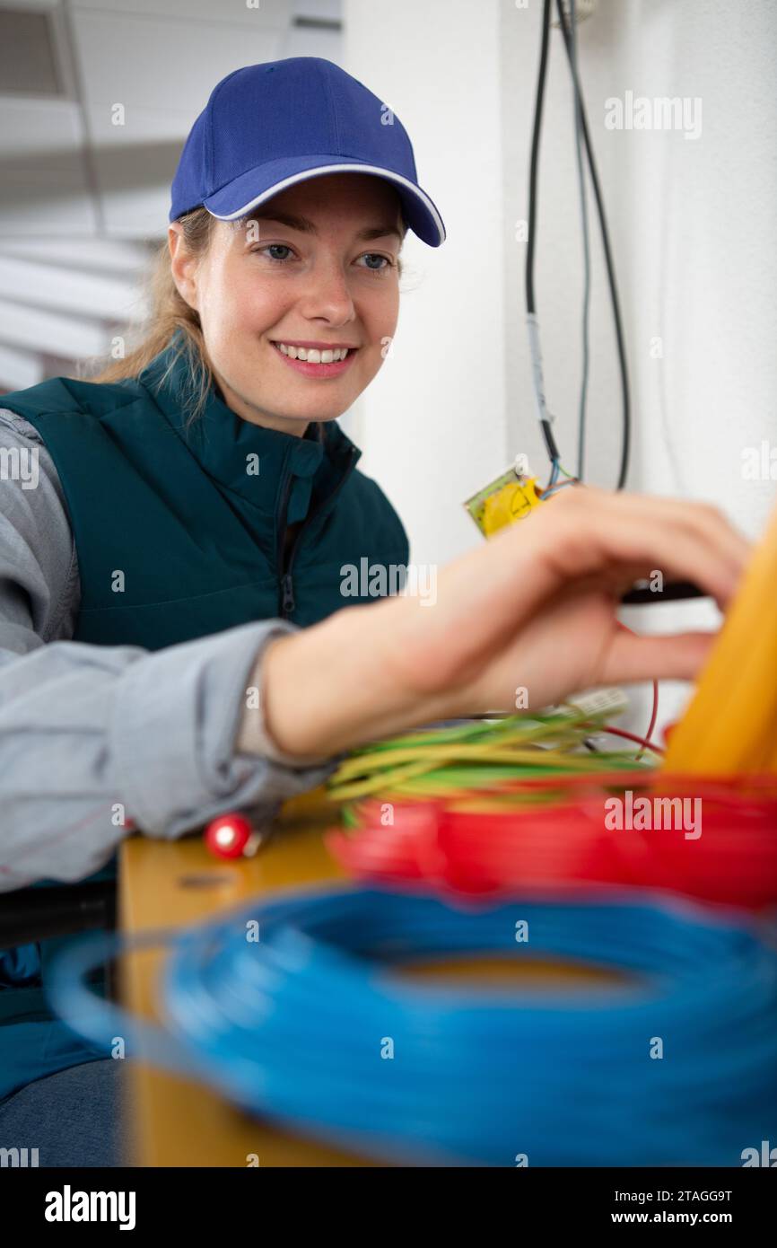 Electrician female power line hi-res stock photography and images - Alamy