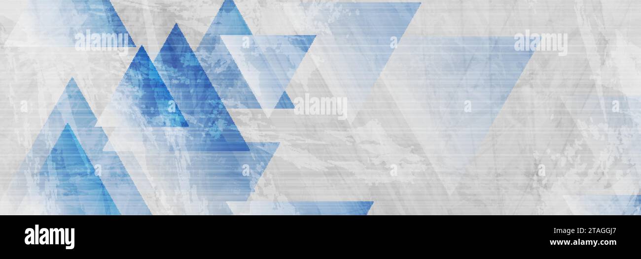 Blue and grey grunge triangles abstract background. Geometric tech vector banner design Stock ...