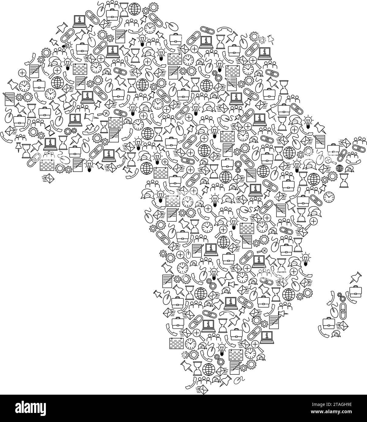 Africa map from black pattern set icons of SEO analysis concept or ...