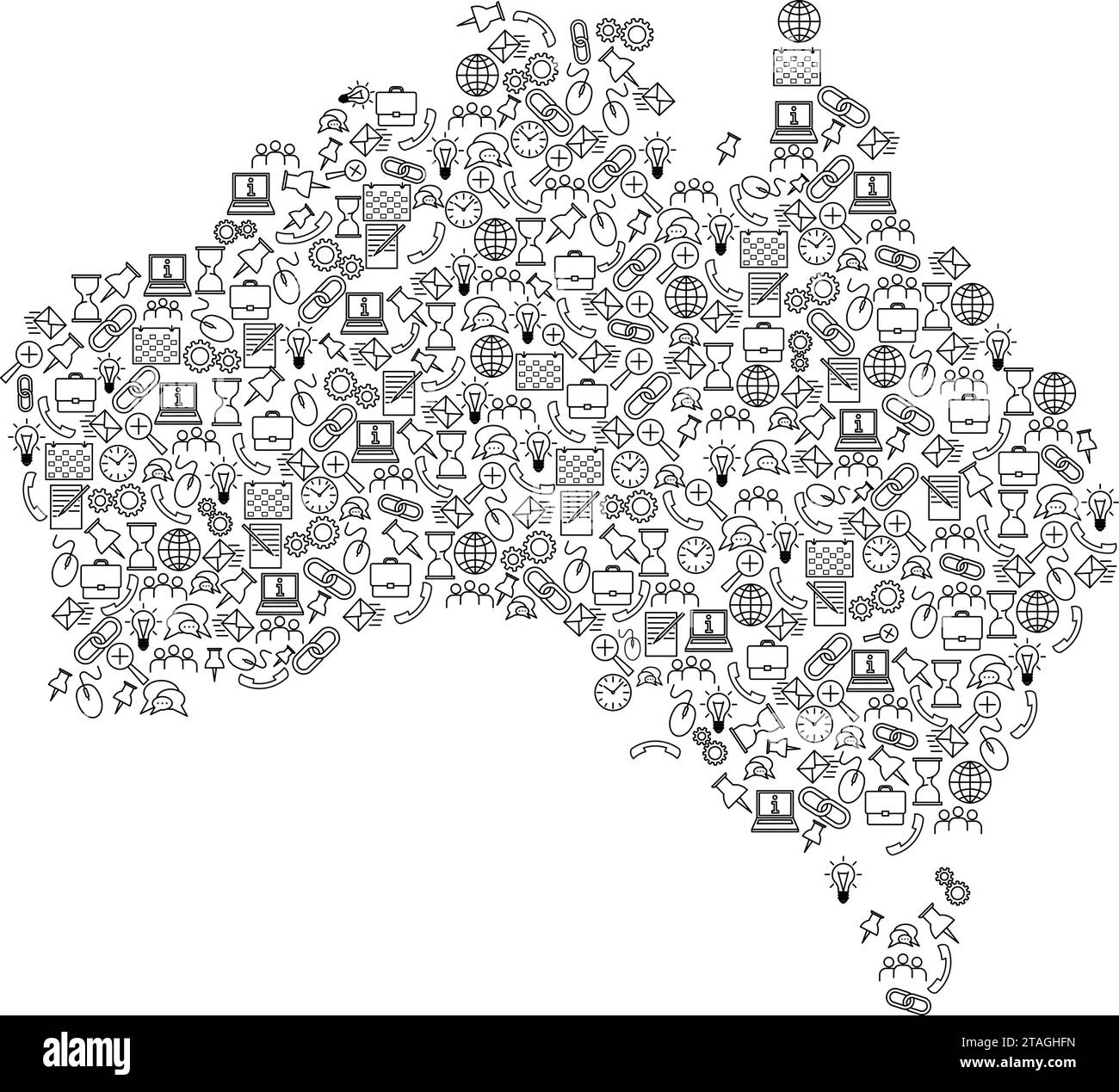 Australia map from black pattern set icons of SEO analysis concept or ...