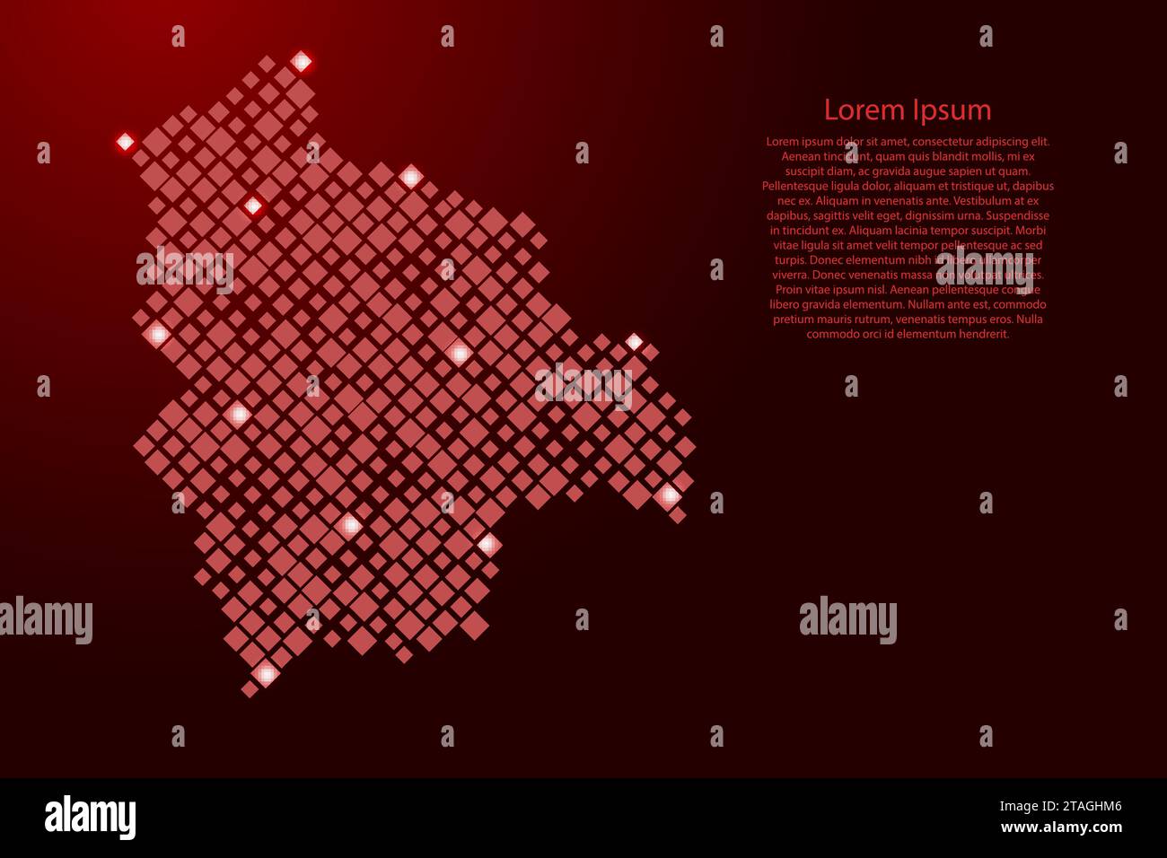 Bolivia map from red pattern rhombuses of different sizes and glowing ...