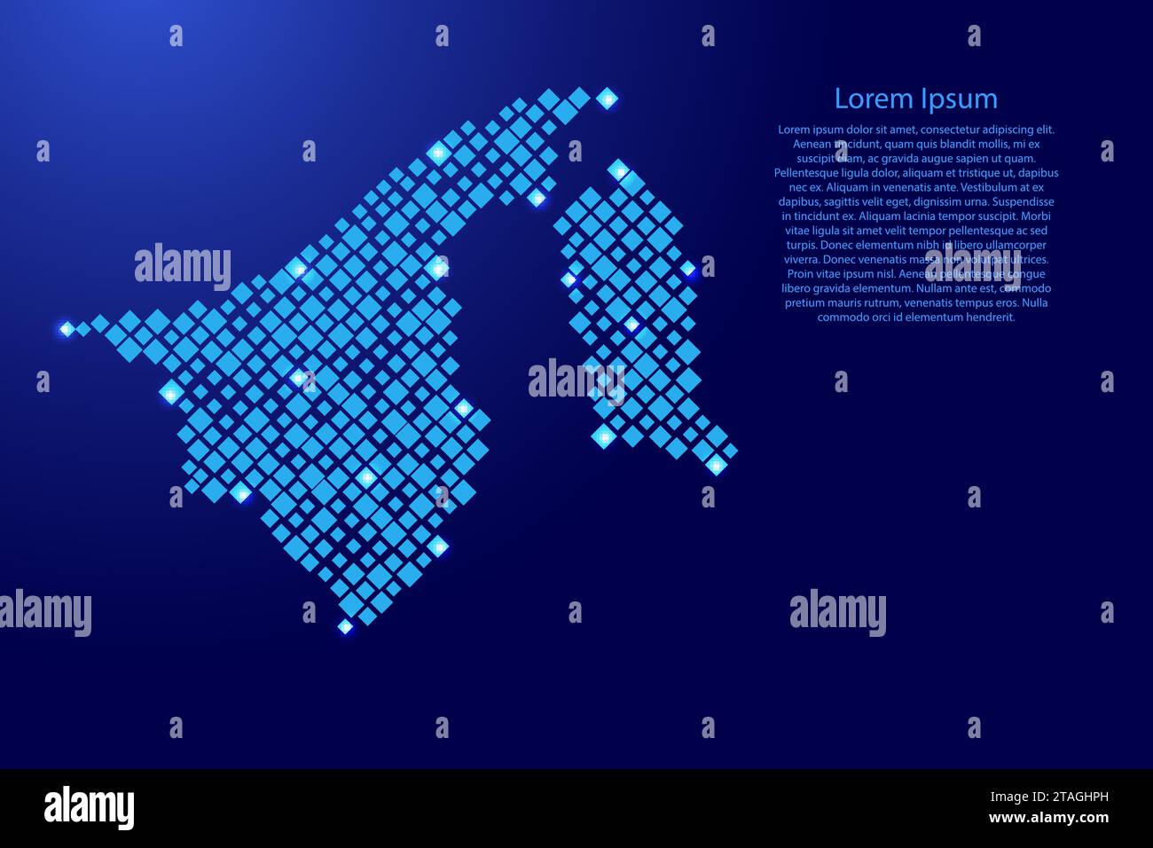 Brunei map from blue pattern rhombuses of different sizes and glowing ...