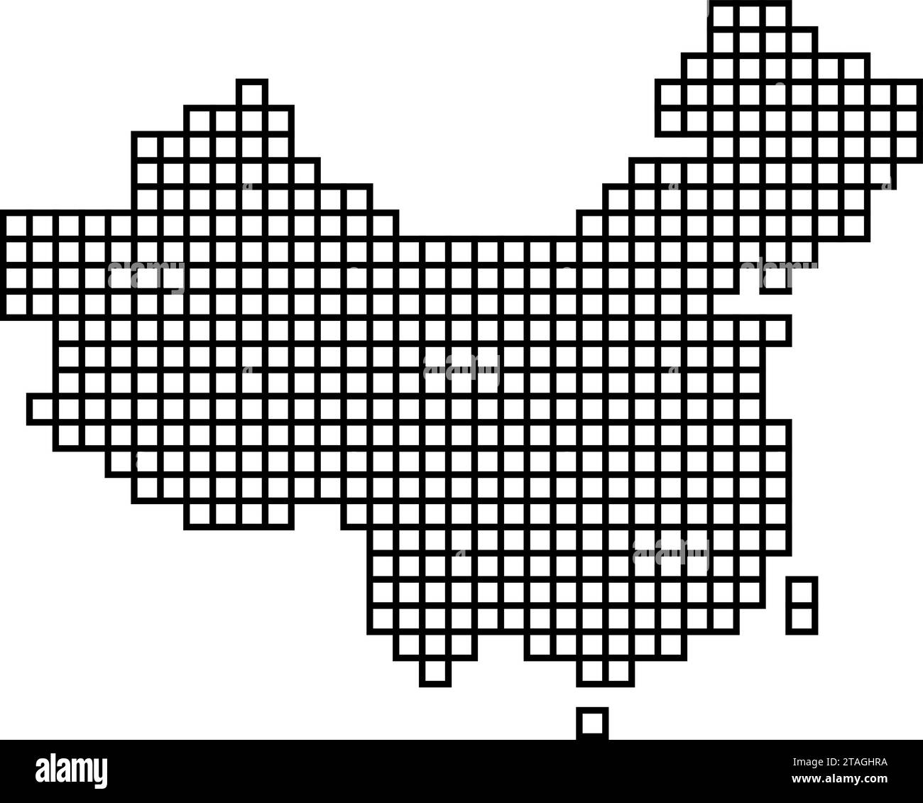 China map silhouette from black pattern mosaic structure of squares ...