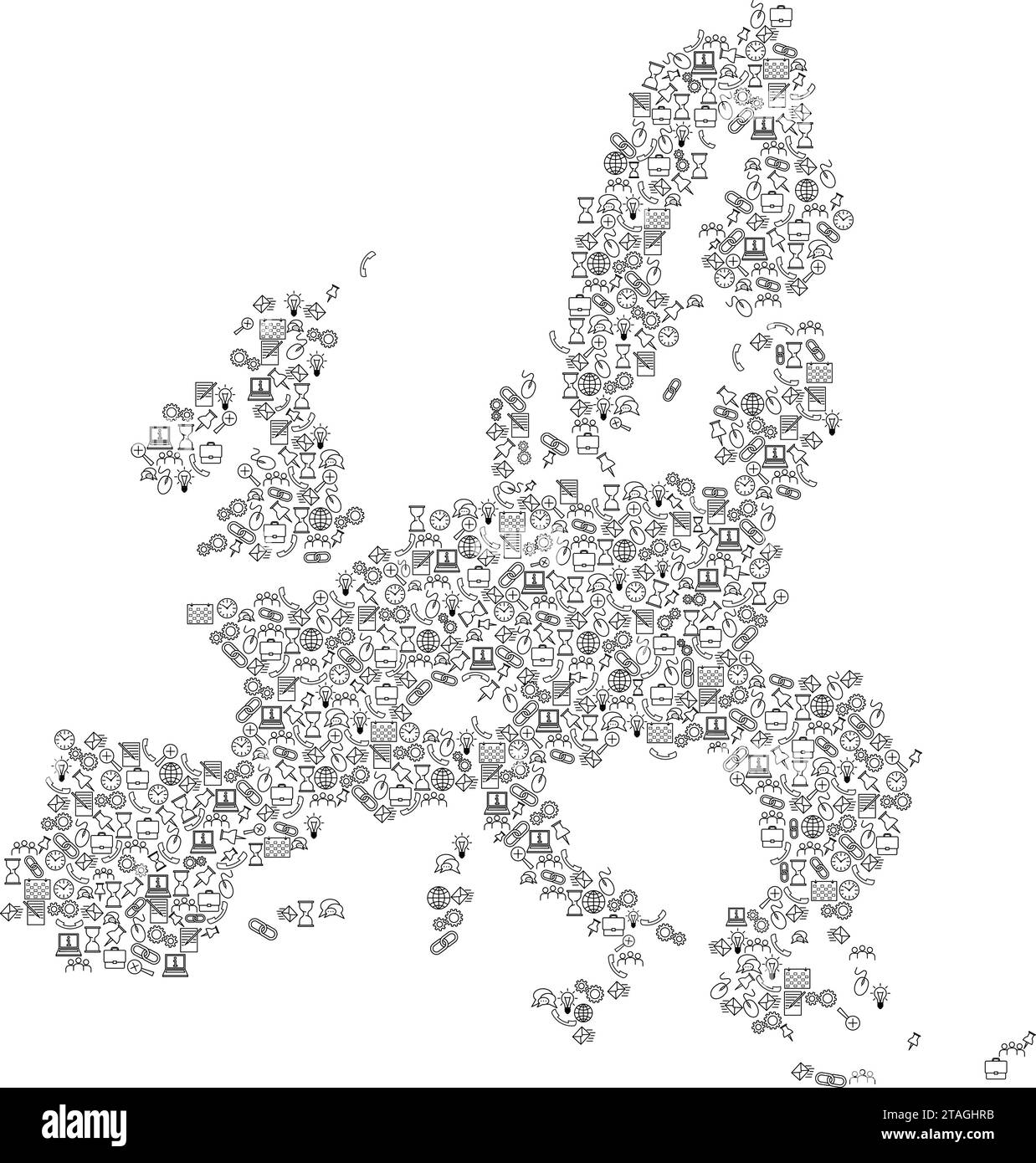 European Union, EU map from black pattern set icons of SEO analysis ...