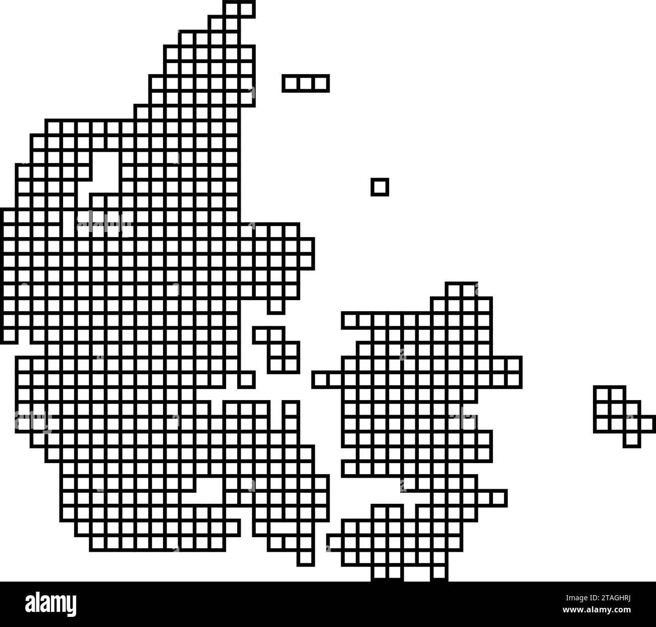Denmark map silhouette from black pattern mosaic structure of squares ...