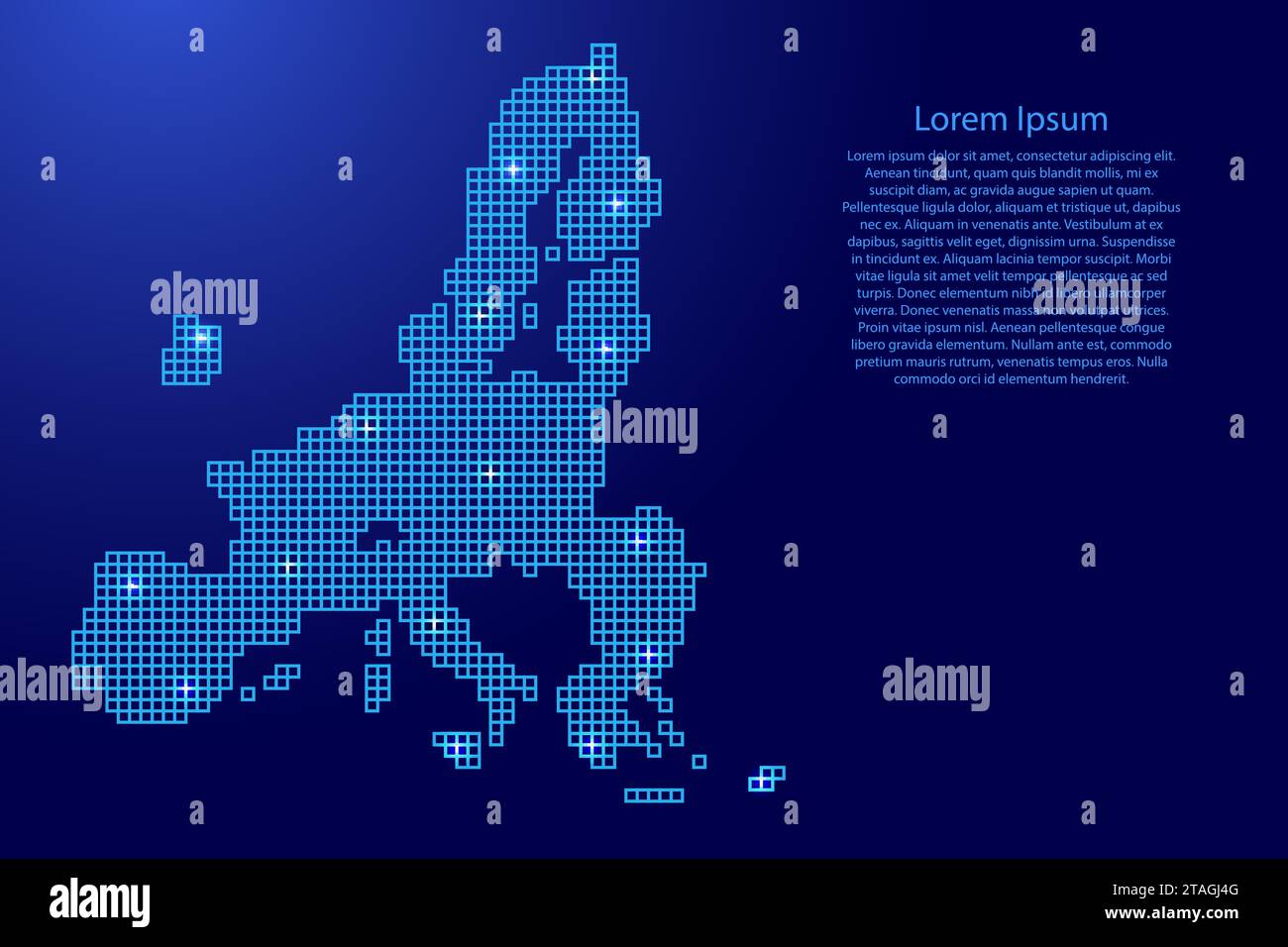 European Union map silhouette from blue mosaic structure squares and ...