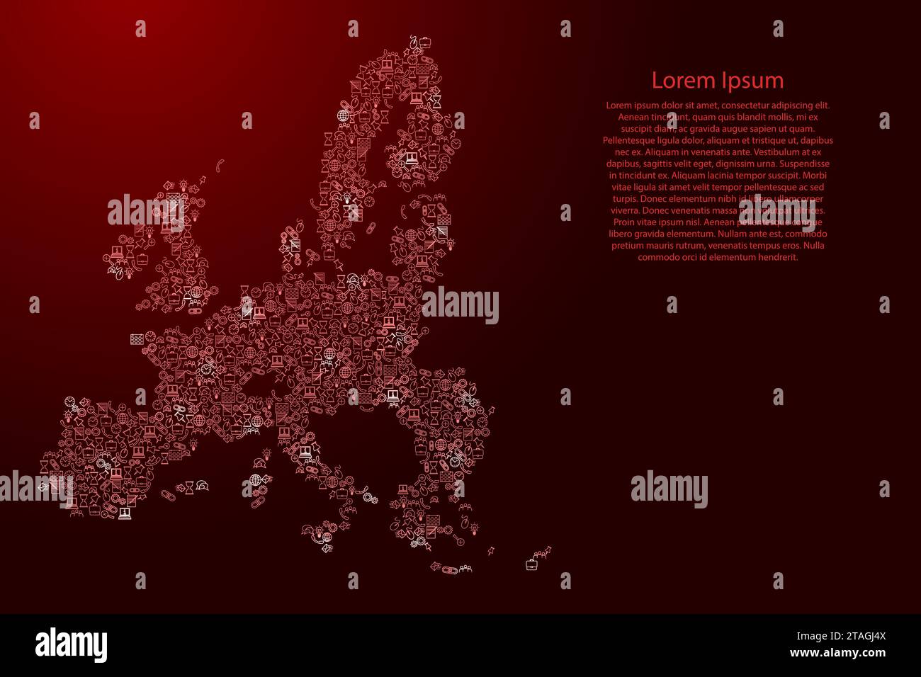 European Union, EU map from red and glowing stars icons pattern set of ...