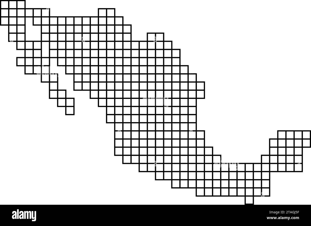 Mexico map silhouette from black pattern mosaic structure of squares ...