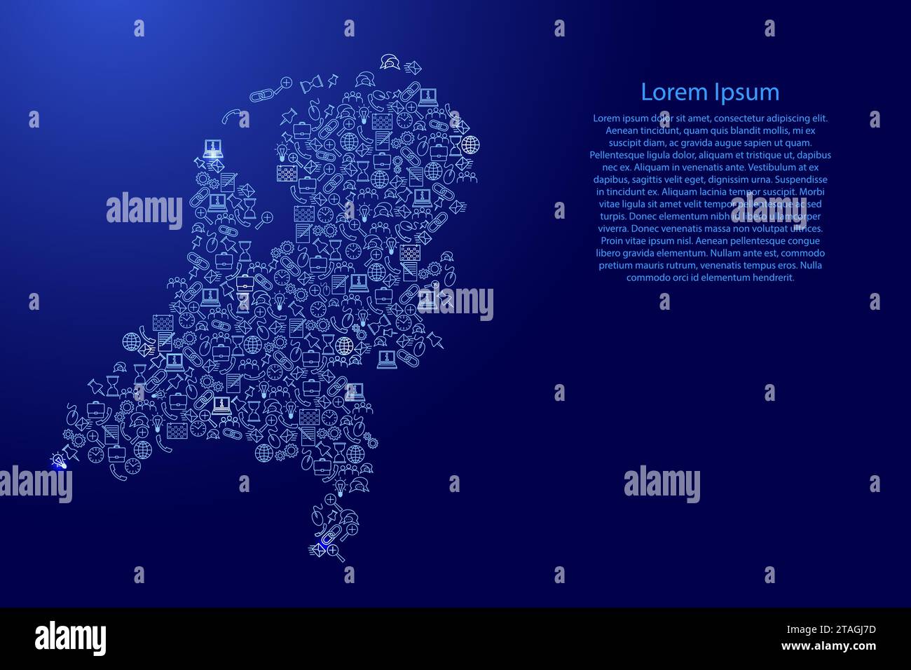 Netherlands map from blue and glowing stars icons pattern set of SEO ...