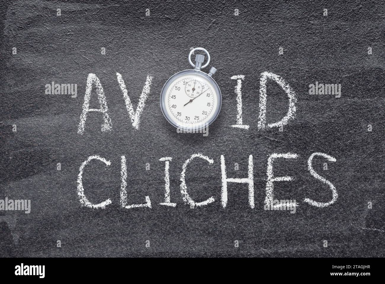 Avoid Cliches Phrase Written On Chalkboard With Vintage Precise