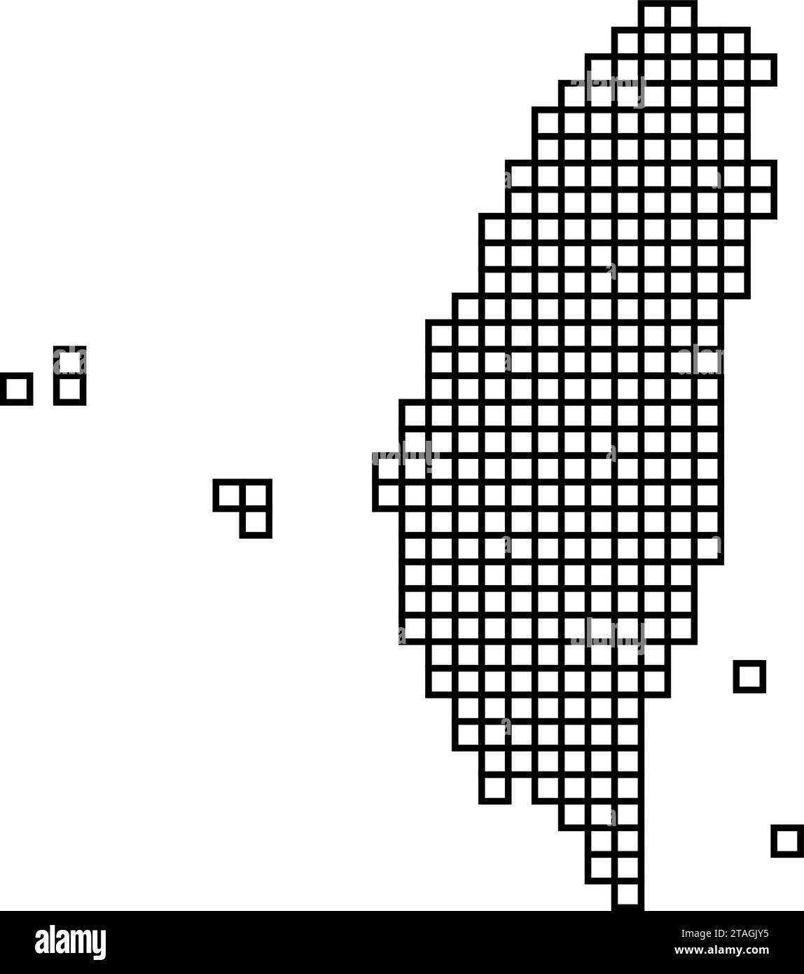 Taiwan map silhouette from black pattern mosaic structure of squares ...
