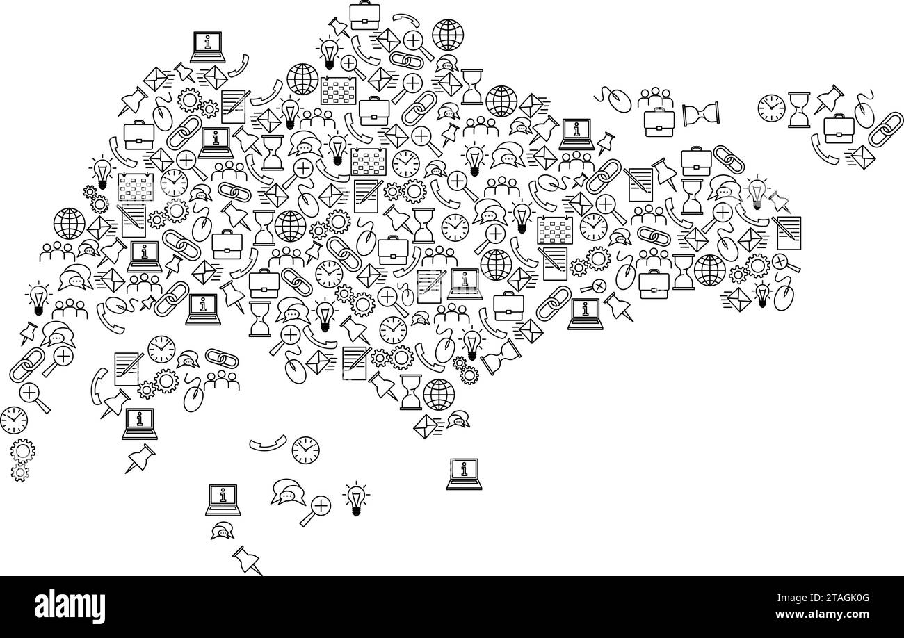 Singapore map from black pattern set icons of SEO analysis concept or ...