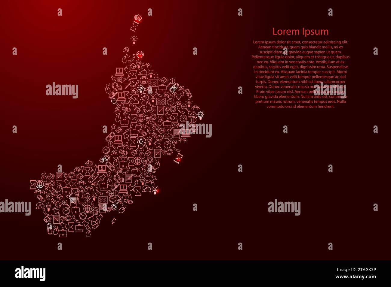 Oman map from red and glowing stars icons pattern set of SEO analysis ...