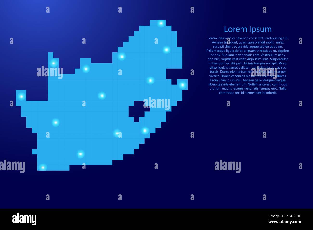 South Africa map silhouette from blue square pixels and glowing stars ...