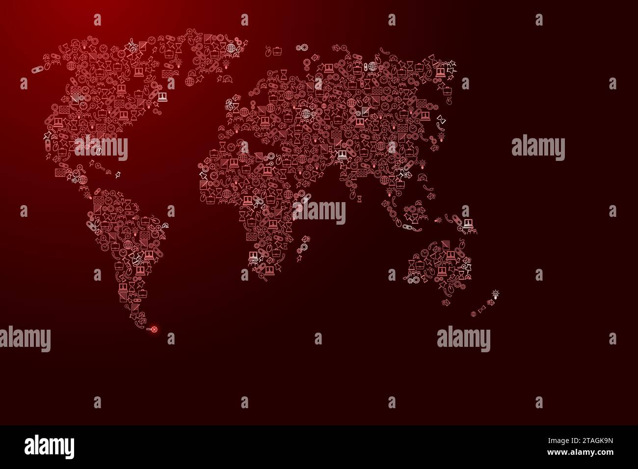 World map from red and glowing stars icons pattern set of SEO analysis ...
