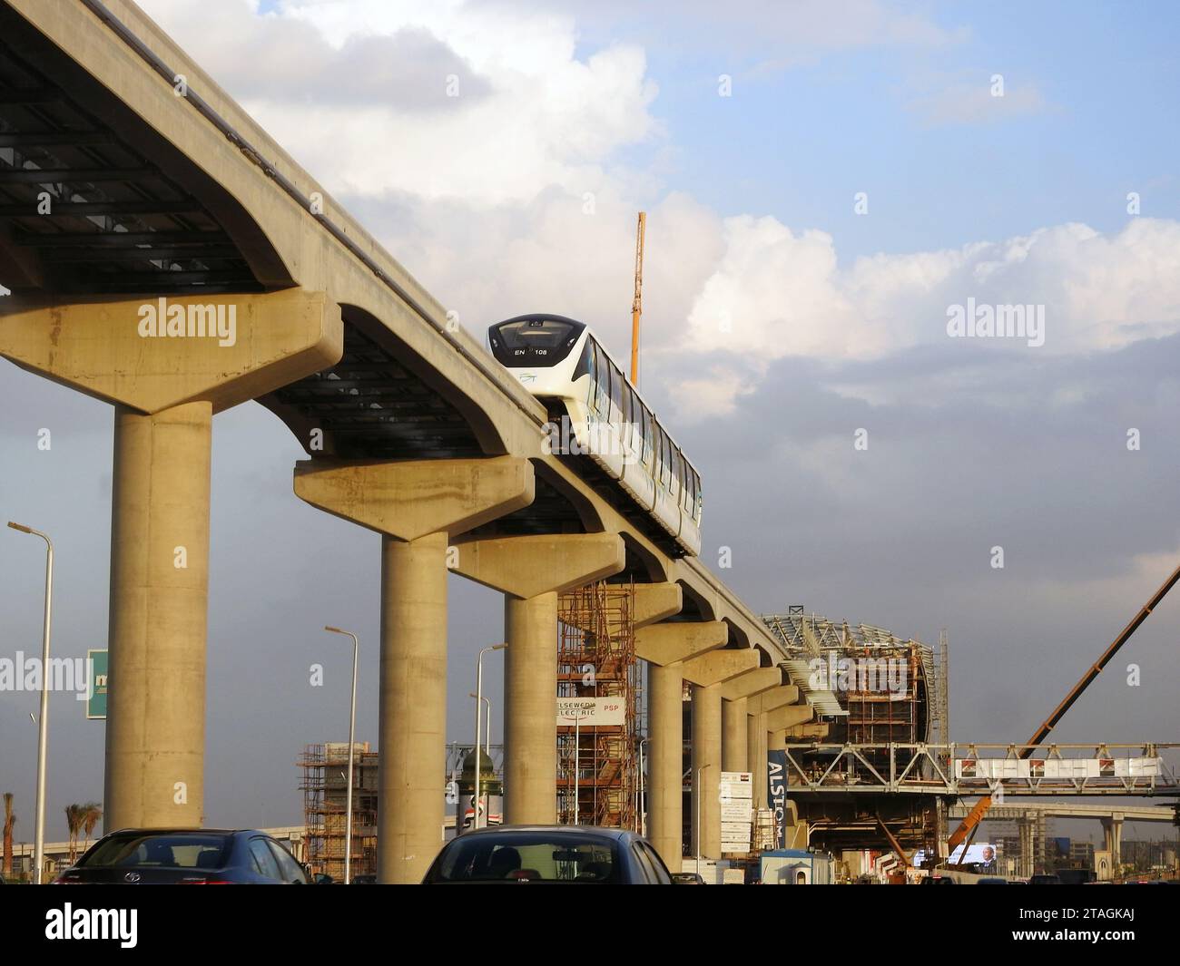 Cairo, Egypt, November 14 2023: Egypt monorail on its track in front of ...