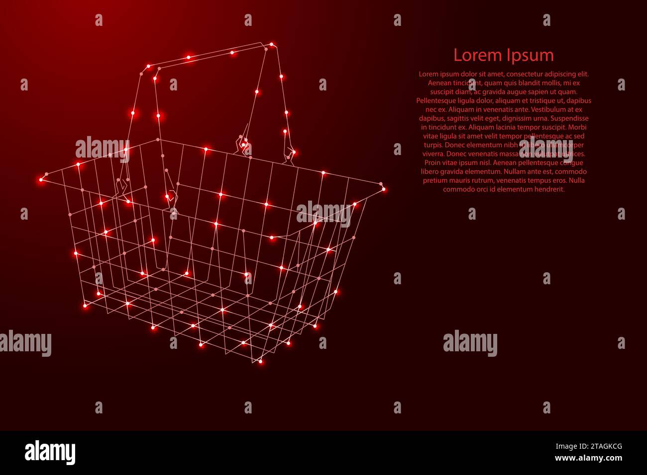 Shopping cart for groceries from futuristic polygonal red lines and ...