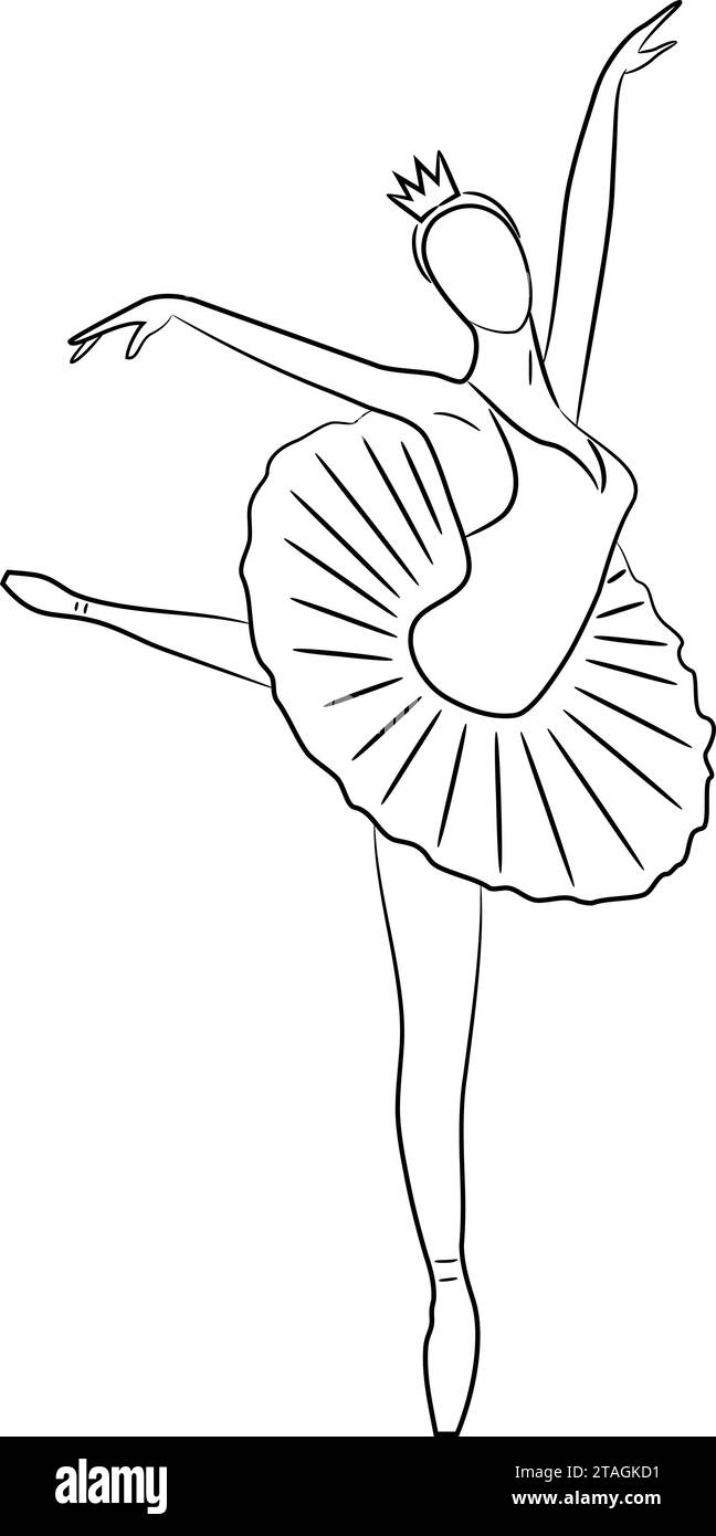 Balerina, balette dencer in the pose arabesque sketch draw from the ...