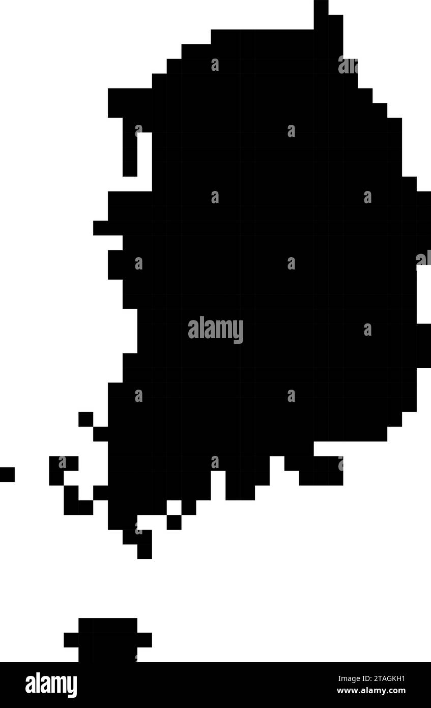 South Korea map silhouette from black square pixels. Vector ...