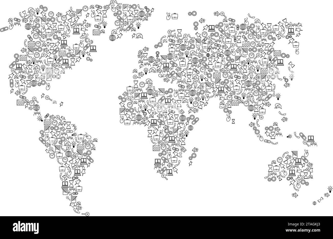 World map from black pattern set icons of SEO analysis concept or ...