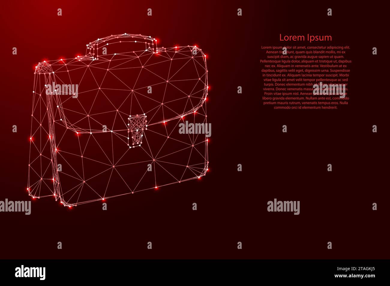 Briefcase, business concept, from futuristic polygonal red lines and ...