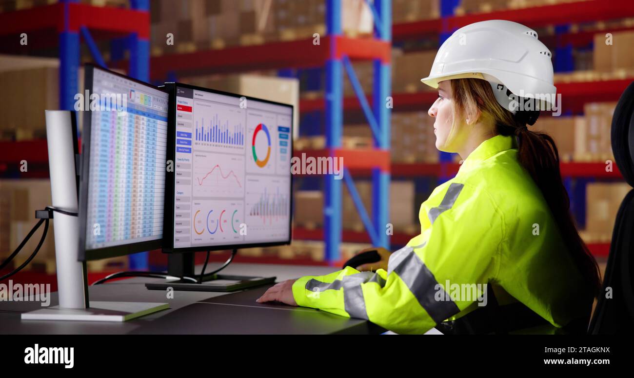 Warehouse Inventory Management On Office Computer. Supplier And ...