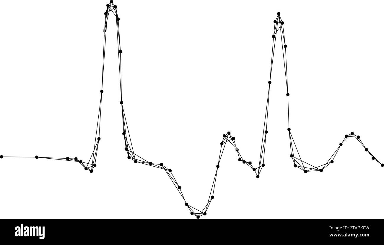 Cardiogram Wrong Sinusoid From Abstract Futuristic Polygonal Black Lines And Dots Vector