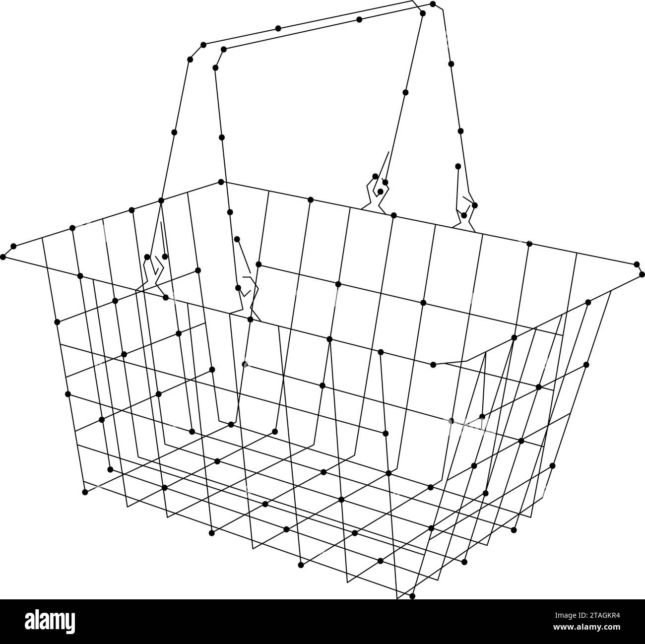 Shopping cart for groceries from abstract futuristic polygonal black ...