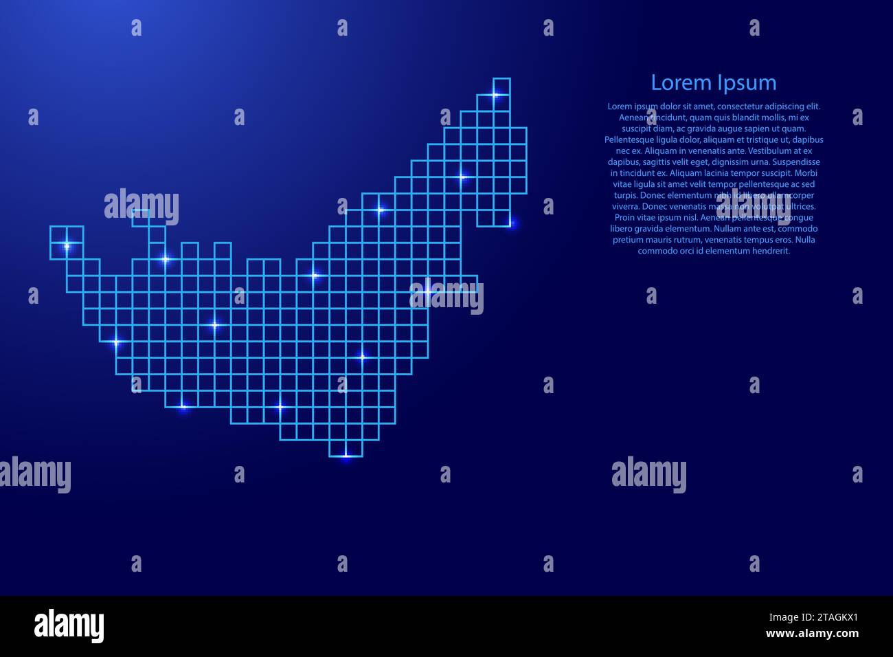 United Arab Emirates, UAE map silhouette from blue mosaic structure ...