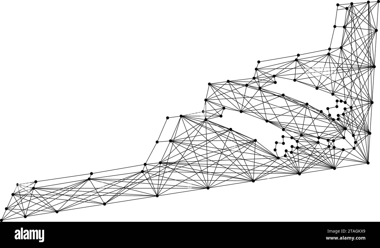 Aircraft, strategic stealth bomber from abstract futuristic polygonal ...
